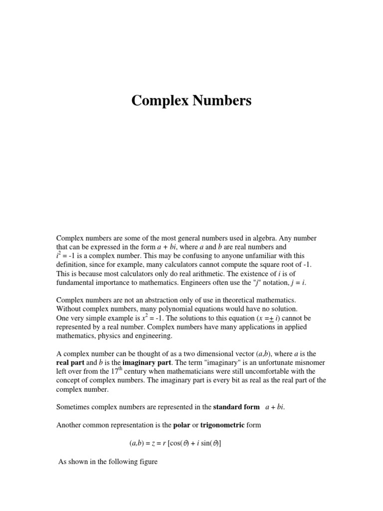 Complex Numbers PDF | PDF | Complex Number | Numbers