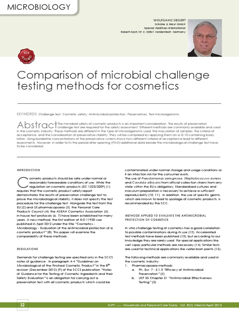 Microbial Challenge Testing in Cosmetics | PDF | Cosmetics | Microorganism