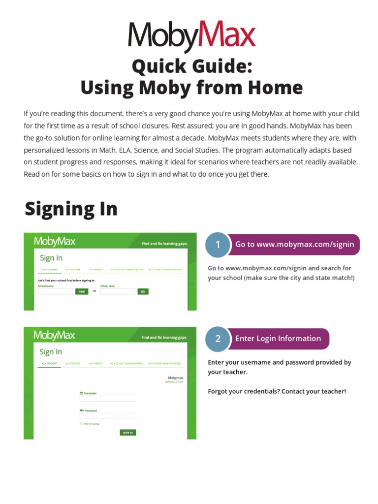 Using Mobymax From Home | Download Free PDF | Teachers | Behavior Modification