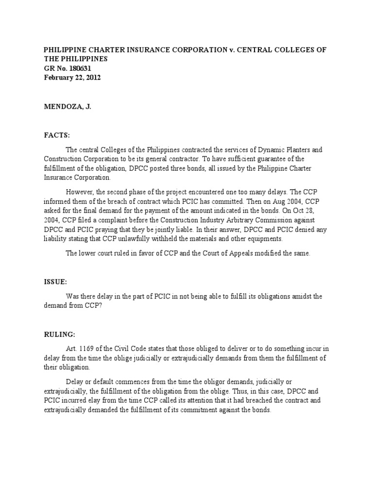 PHILIPPINE CHARTER INSURANCE CORPORATION V CCP | PDF