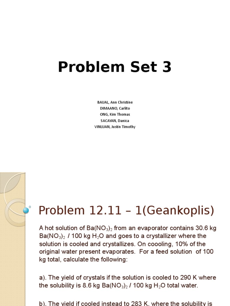 Heat and Mass Transfer Problem Set 3 | PDF | Solubility | Chemical ...