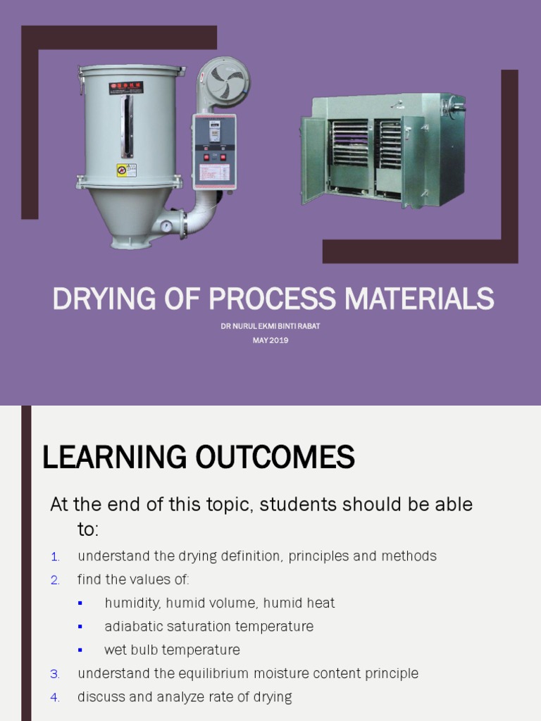 Lecture Note Drying May19 | PDF | Humidity | Relative Humidity