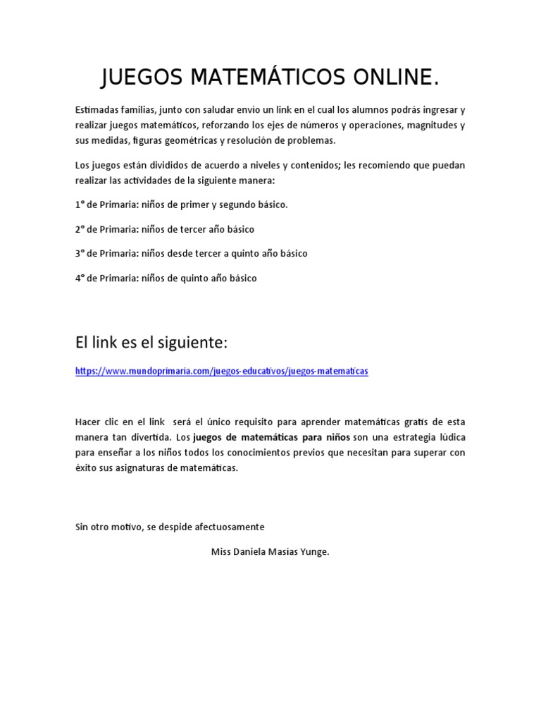 Juegos Matemáticos Online para Niños | PDF