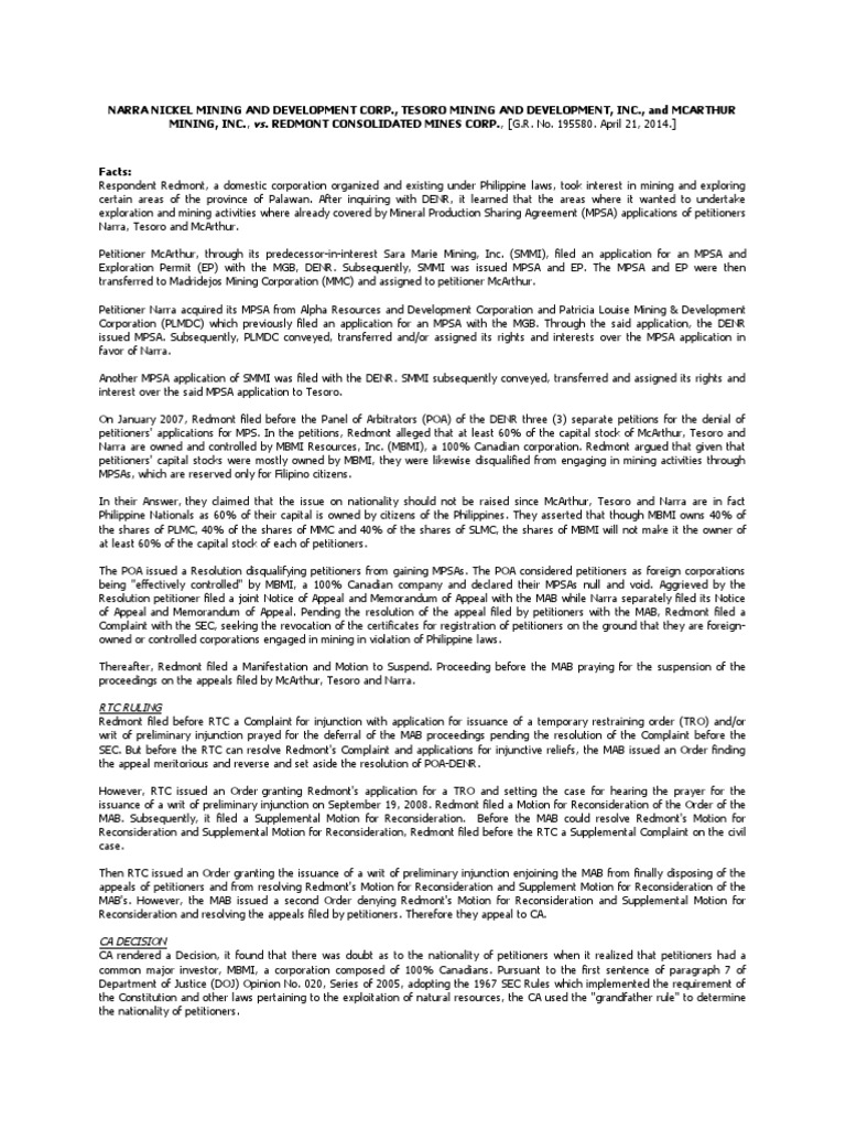 Narra Nickel Mining and Development Corp | PDF | Partnership | Mootness