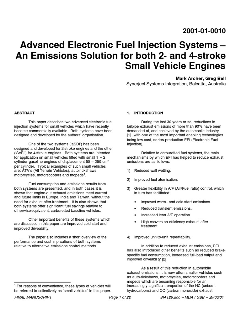 Synerject Asdi Sepi PDF | PDF | Fuel Injection | Exhaust Gas