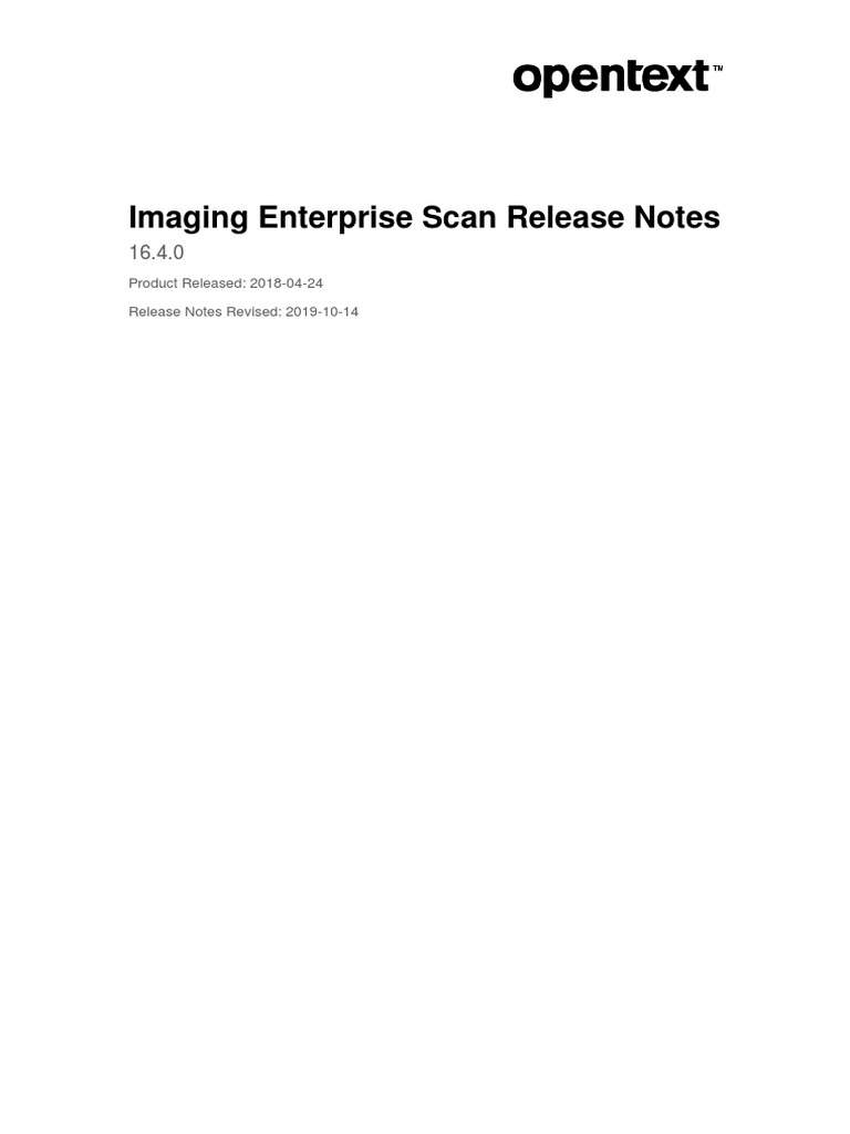 01 Imaging Enterprise Scan 16.4.0 Release Notes PDF | PDF | Image ...