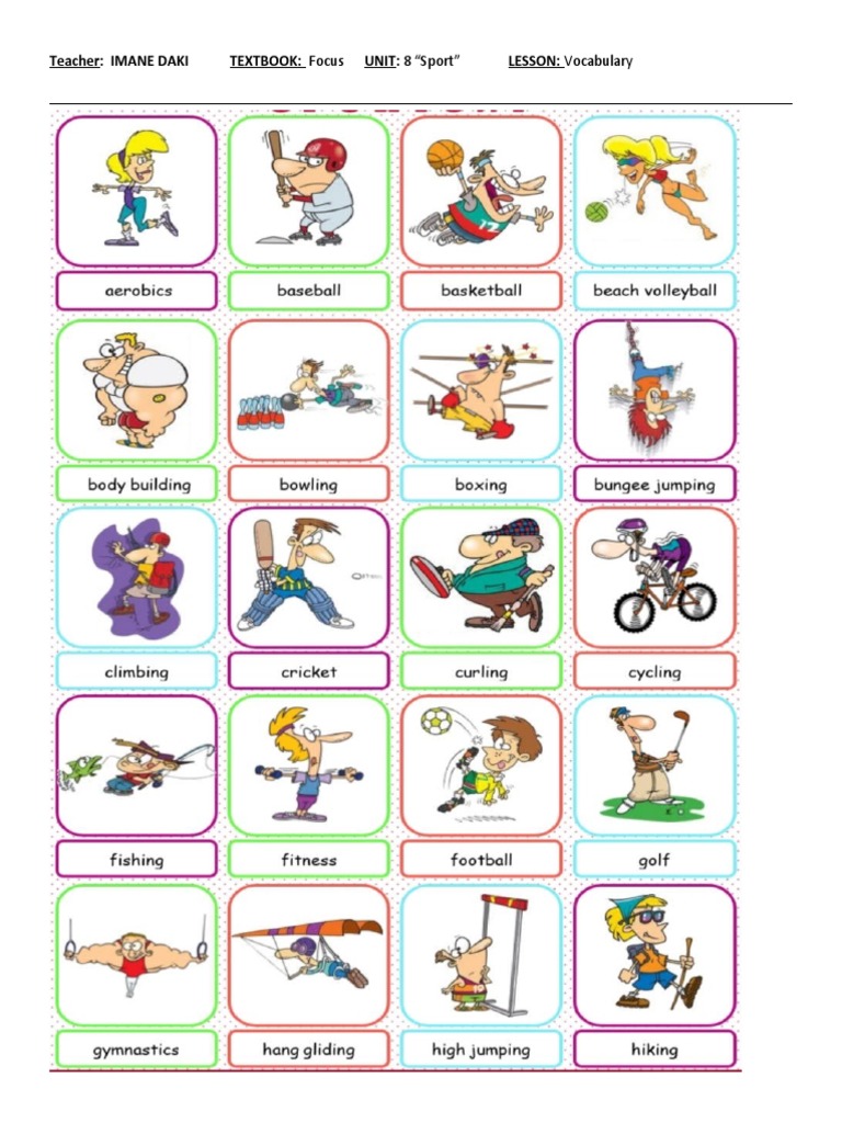 Sport Vocabulary | PDF | Individual Sports | Hobbies