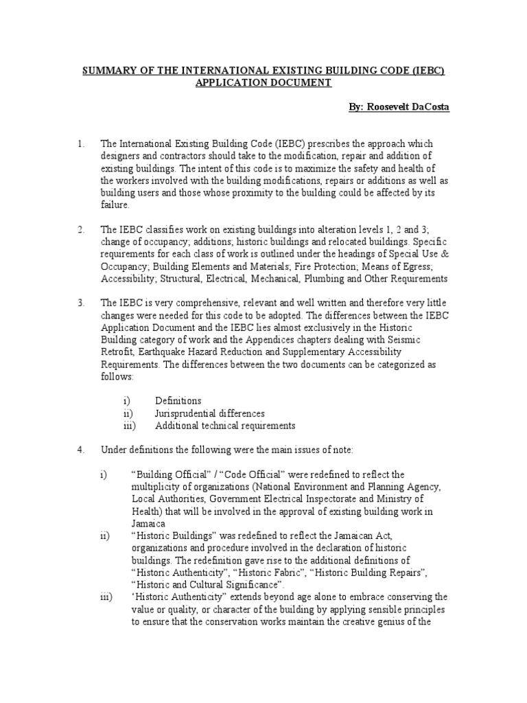 Summary of The International Existing Building Code | PDF