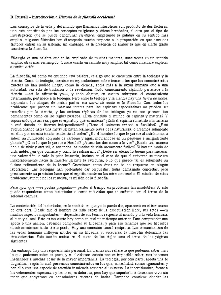 B. Russell - Introduccion Filosofía | PDF | Bertrand Russell | Alma