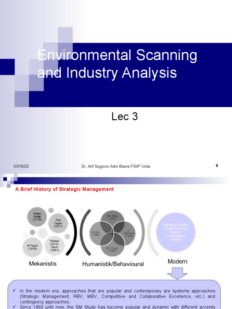 Lec. 3 Environmental Scanning & Industry Analysis | PDF | Strategic ...