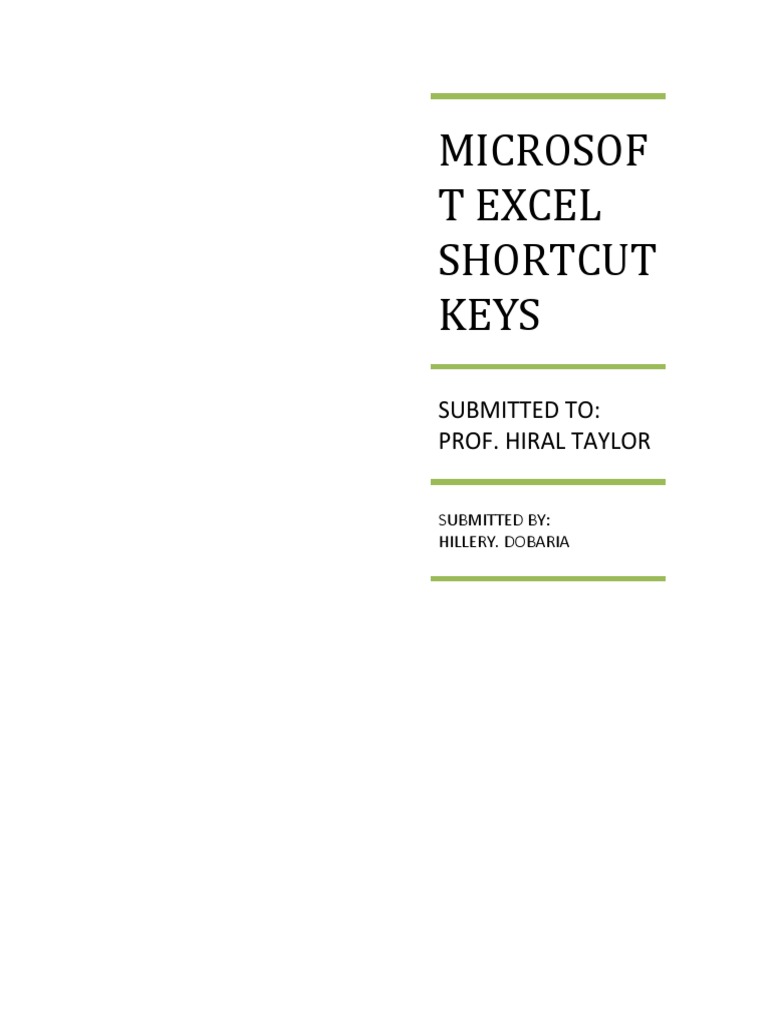 Basic Excel Shortcut Keys | PDF | Microsoft Excel | Computing