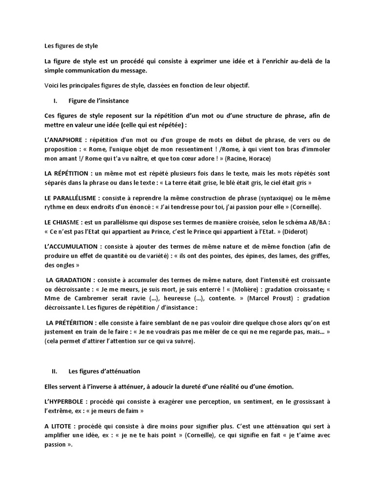 Les Figures de Style PDF | PDF | Techniques de rhétorique | Techniques ...
