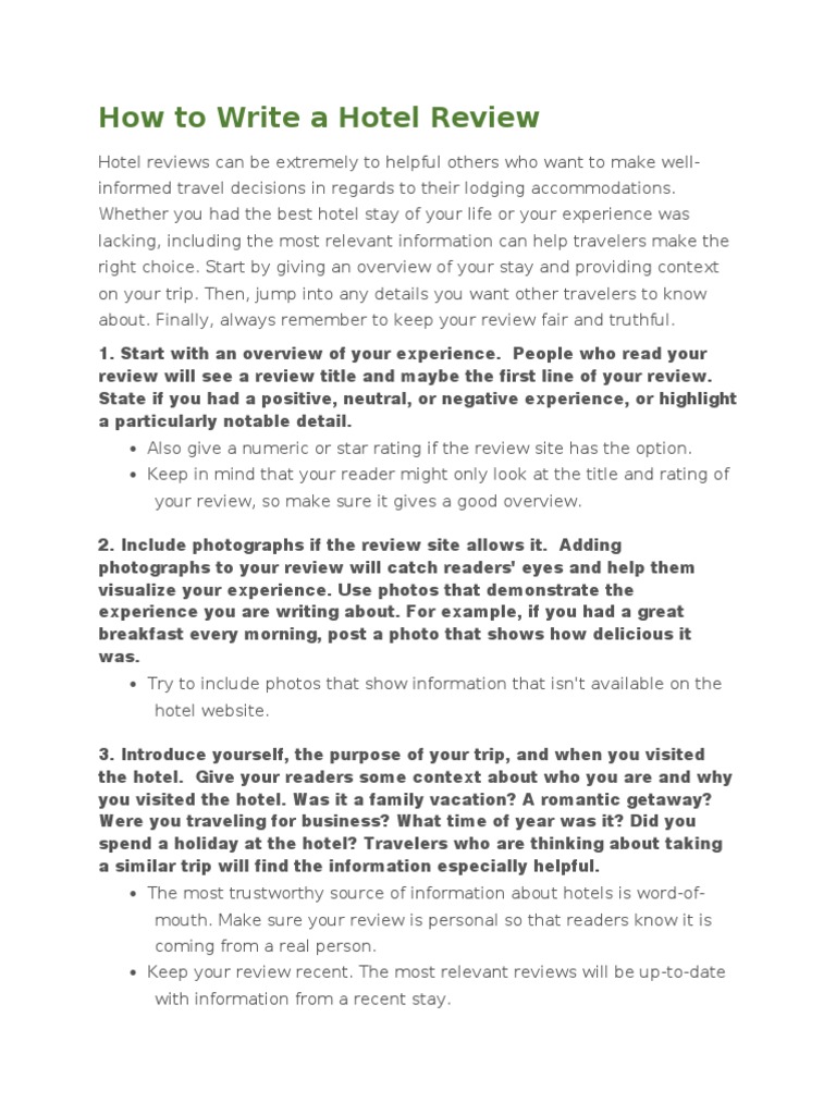 Melih Sadik - How To Write A Horel Review | PDF | Hotel | Moscow