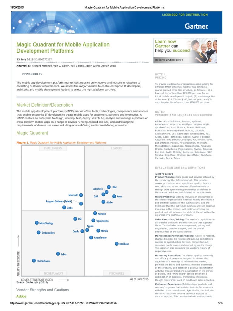 Magic Quadrant For Mobile Application Development Platforms PDF | PDF | Mobile App | Application ...