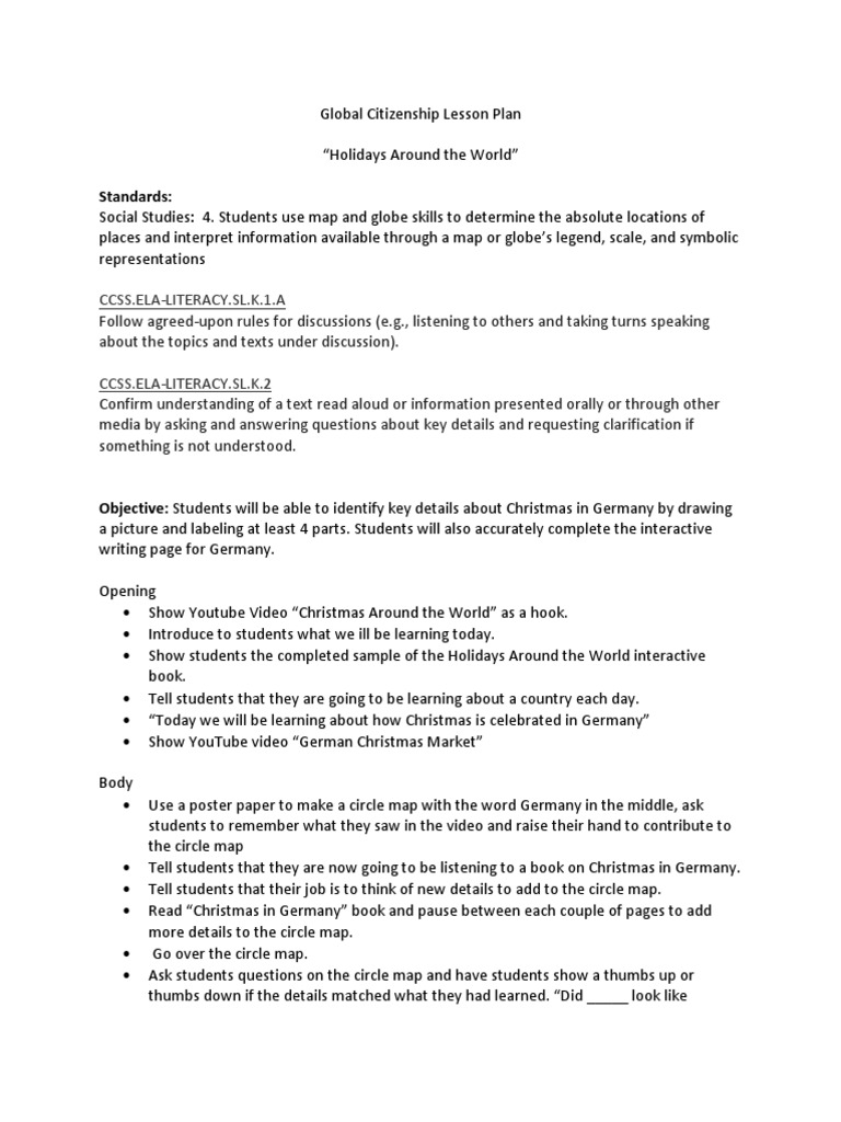 Global Citizenship Lesson Plan | PDF | Map | Question