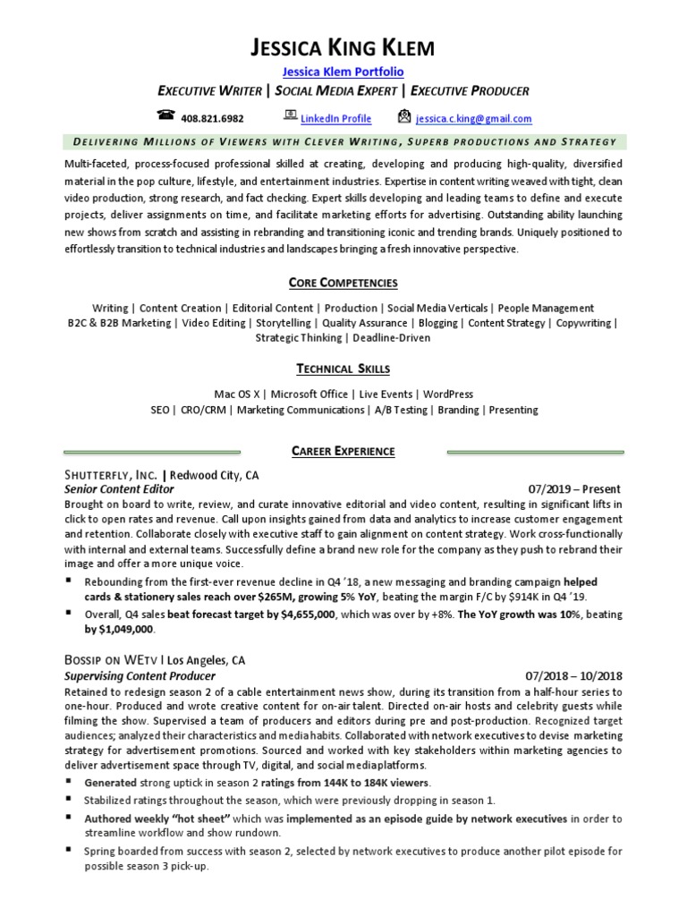 Klem Jessica Resume Final | PDF | Mass Media | Communication