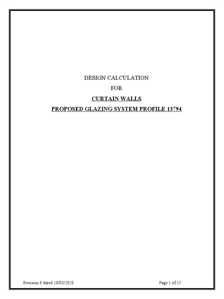 Mullion Design Calculations for Curtain Walls | PDF | Wind Speed | Bending
