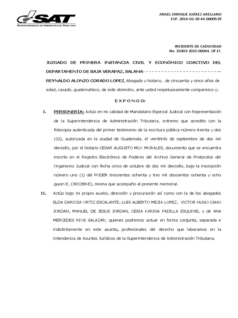 Incidente de Excepcion de Falta de Personalidad | Descargar gratis PDF | Ley procesal ...