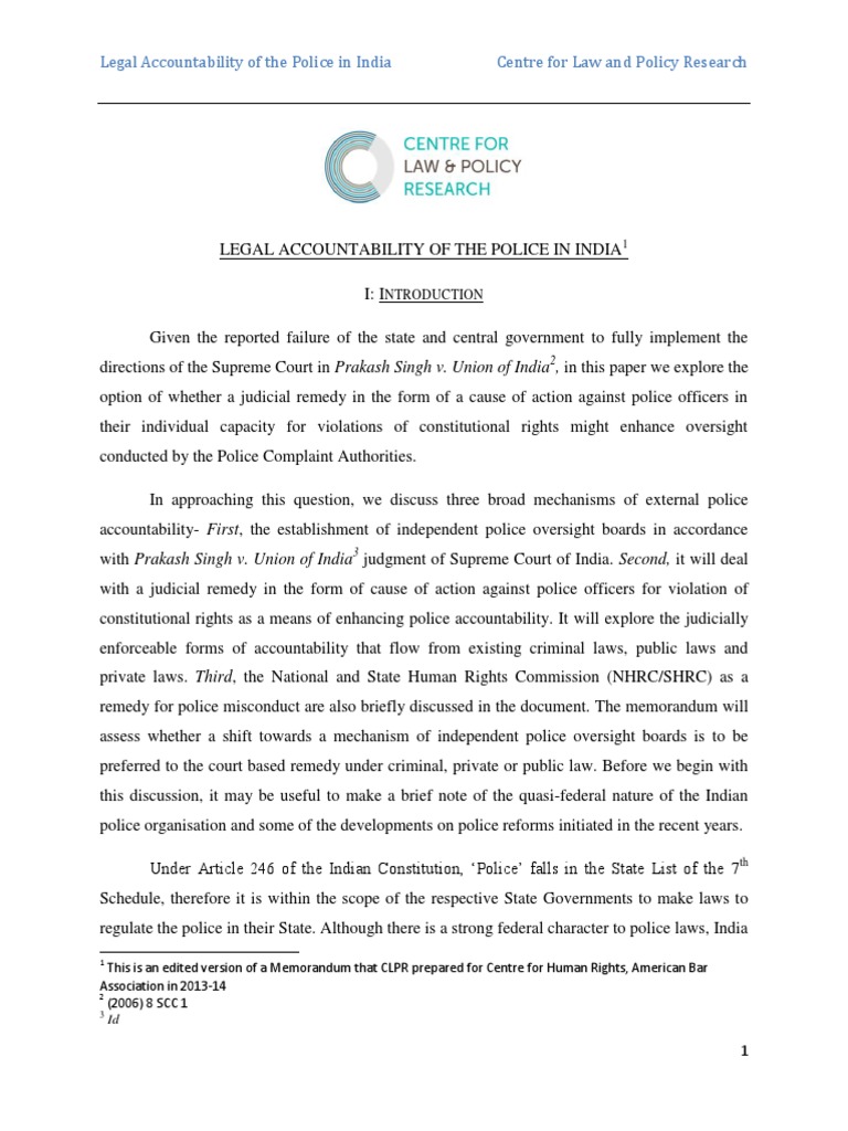 Police Accountability CLPR | PDF | Sovereign Immunity | Supreme Court ...