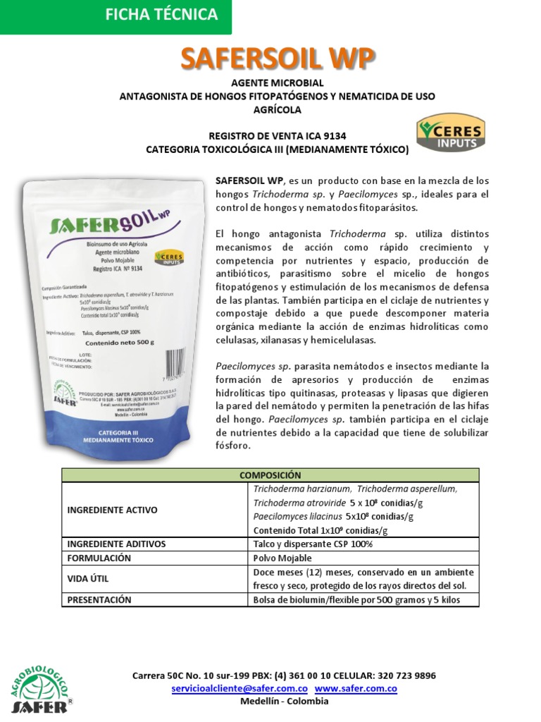 FICHA TECNICA TRICHODERMA HARZIANIUM.pdf | Hongo | Ciencias de la tierra y de la vida