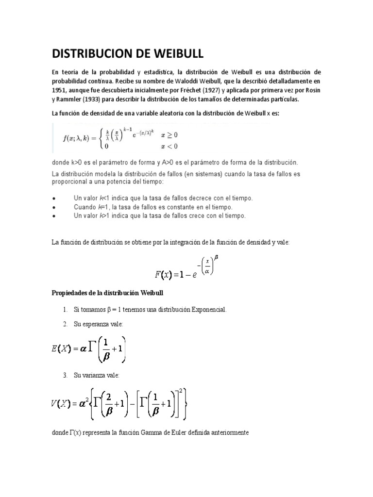Distribución de Weibull: Teoría y Aplicaciones | PDF