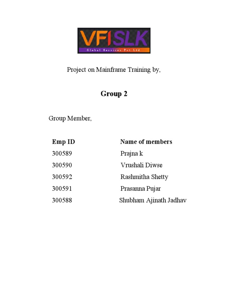 Project On Mainframe Training by | Download Free PDF | Financial ...