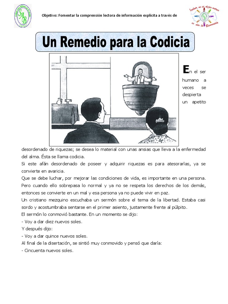 Lectura Un Remedio para La Codicia | PDF | Codicia | Religión y creencia
