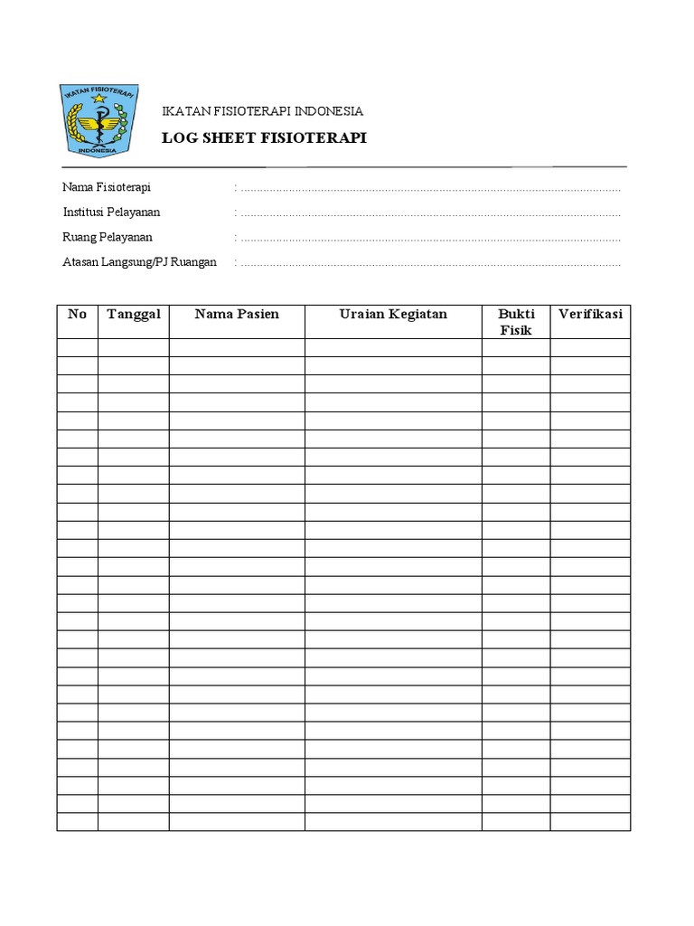 Log Sheet Fisioterapi Indonesia | PDF