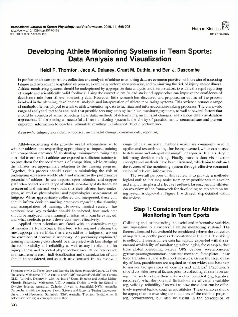 Developing Athlete Monitoring Systems in Team Sports - Data Analysis ...