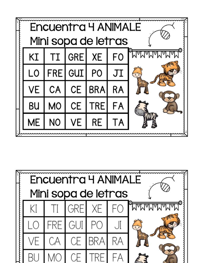 Mini Sopas de Letras Ideales para Infantil y Primeros Ciclos | PDF