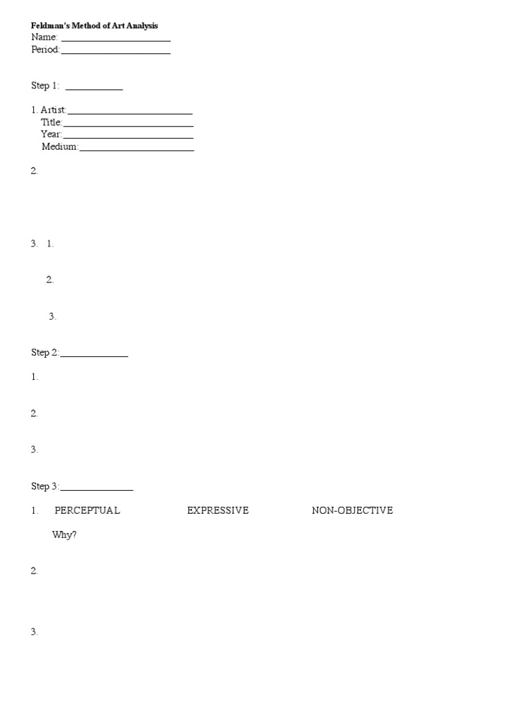 Feldman's Art Criticism Worksheet | PDF | Art | Computers