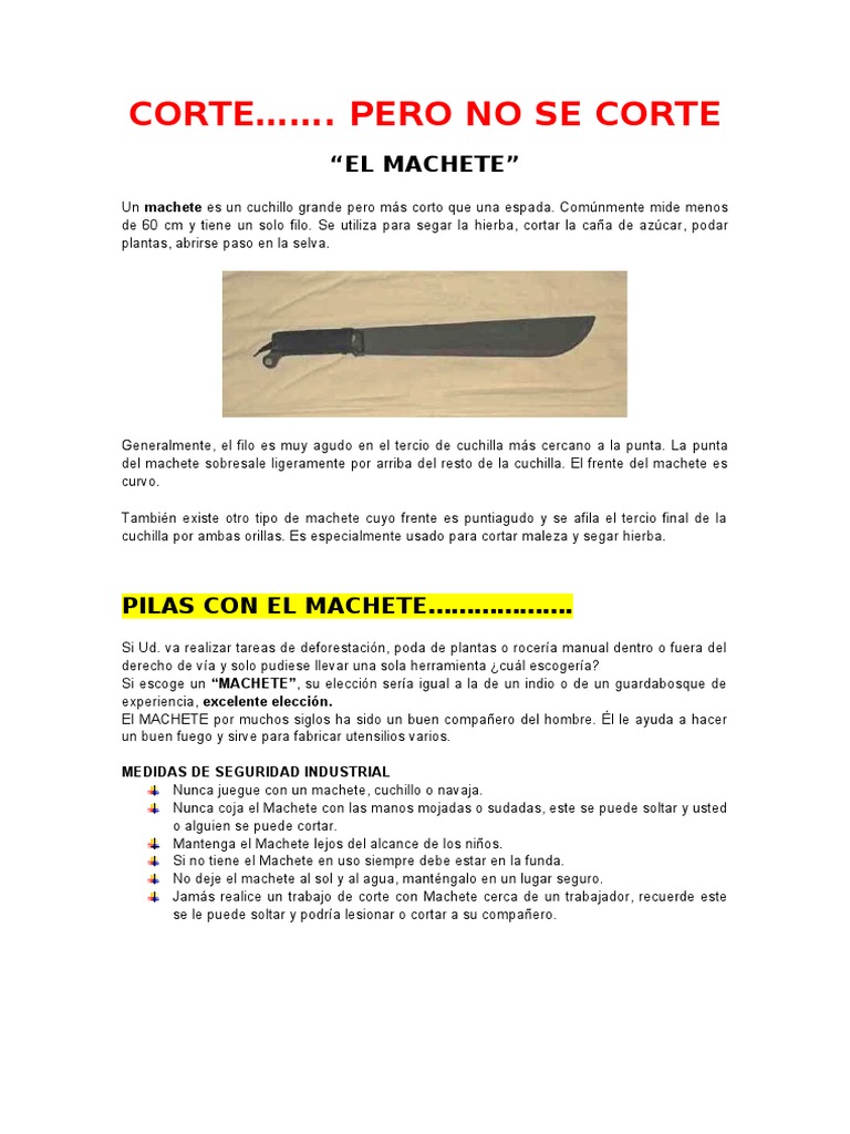 Corte Pero No Se Corte - El Machete | PDF | Cuchillo | Herramientas