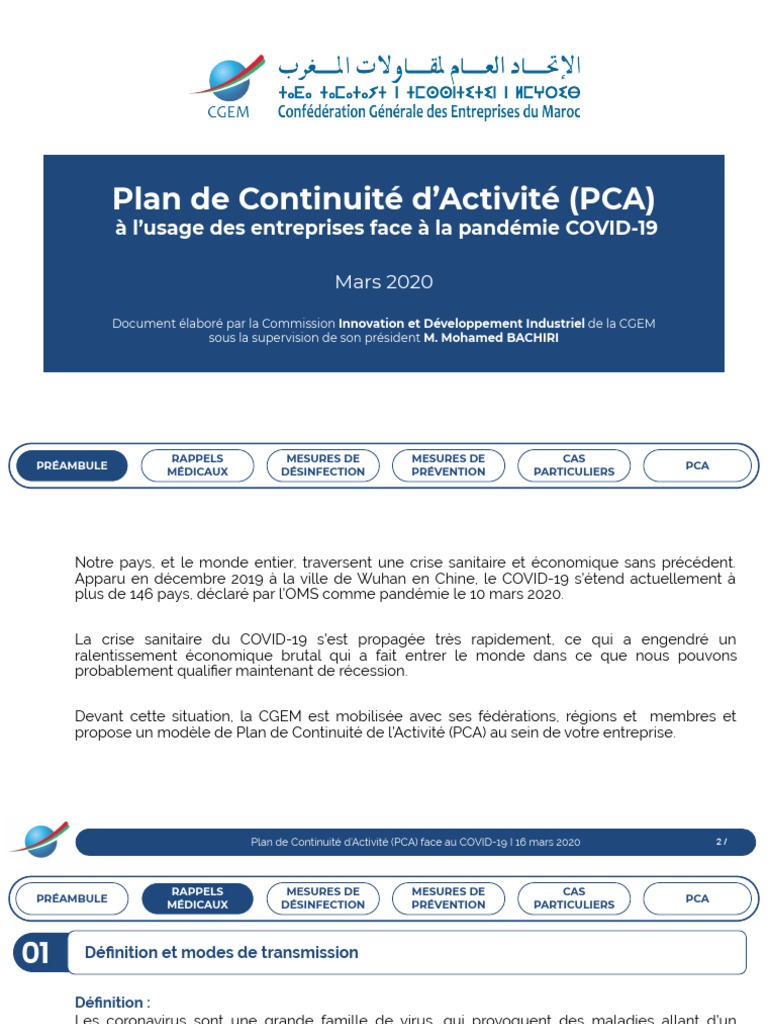 Plan de Continuité d’Activité (PCA) (1) | Pandémie | Santé publique ...