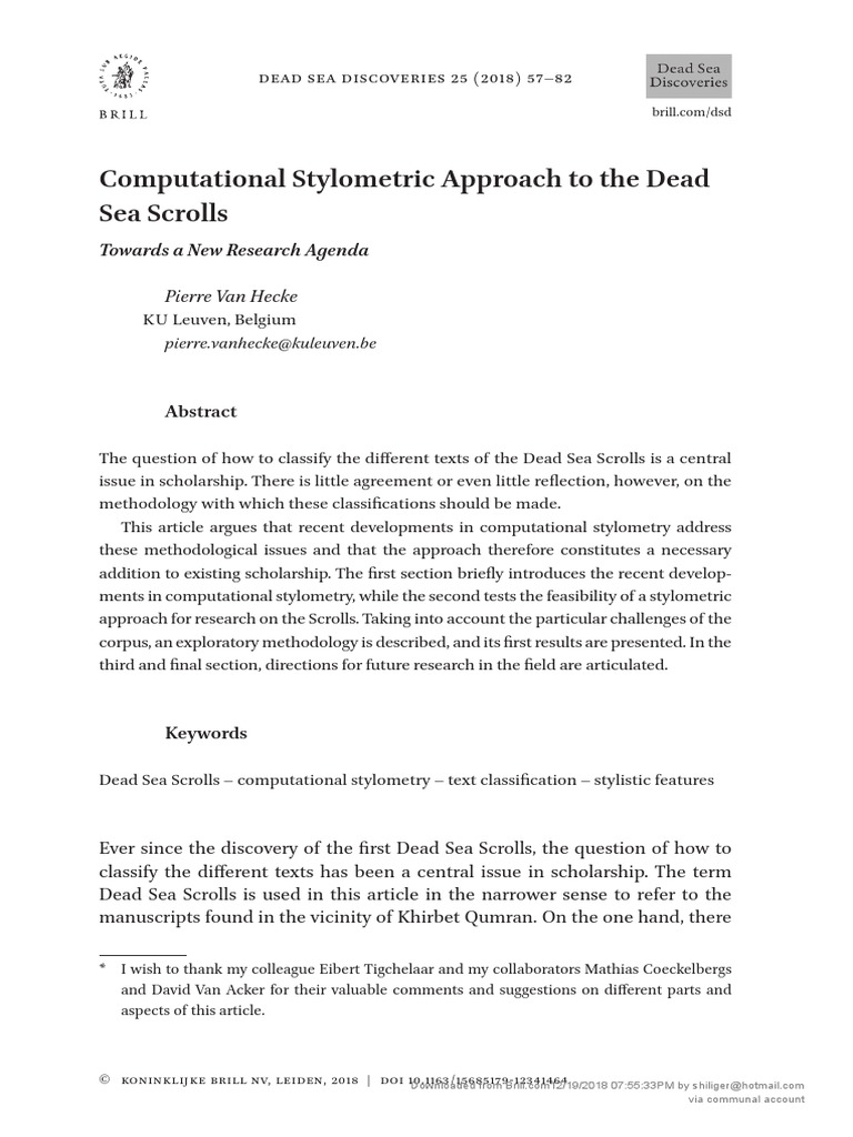 (15685179 - Dead Sea Discoveries) Computational Stylometric Approach To ...