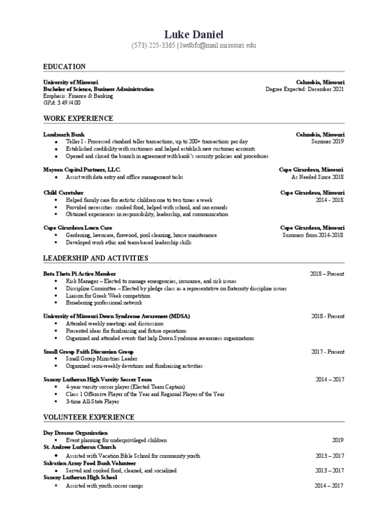 Luke Daniel Resume 3-1-2020 | PDF