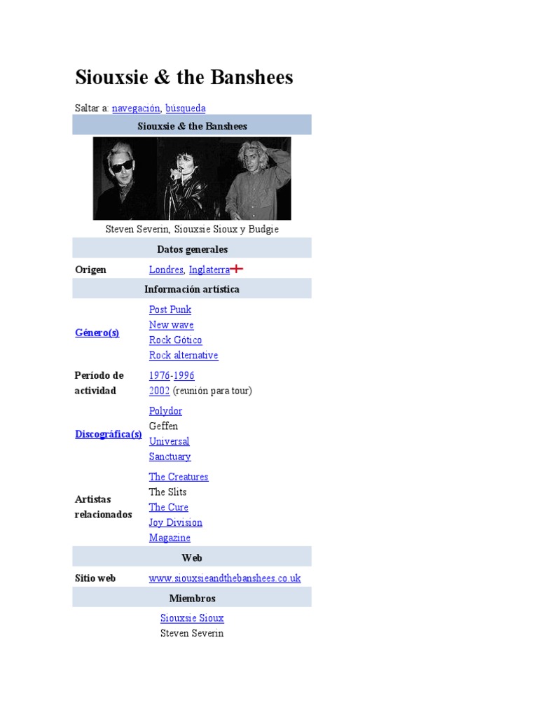 Historia de Siouxsie and the Banshees | PDF | British Rock Music | Música británica