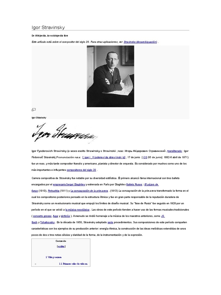 Igor Stravinsky. | PDF | Entretenimiento (general)