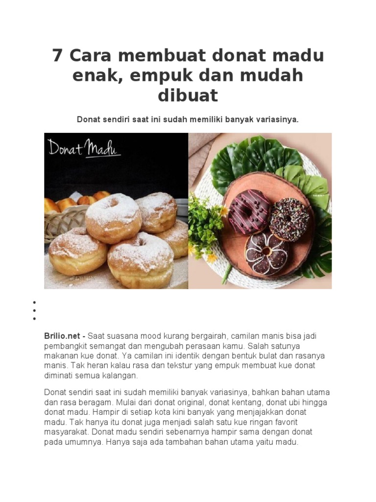 7 Cara Membuat Donat Madu Enak | PDF