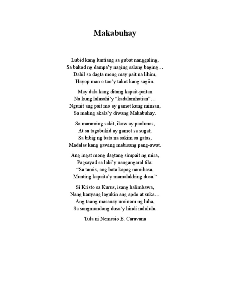 Makabuhay - Tula Ni Nemesio E. Caravana | PDF