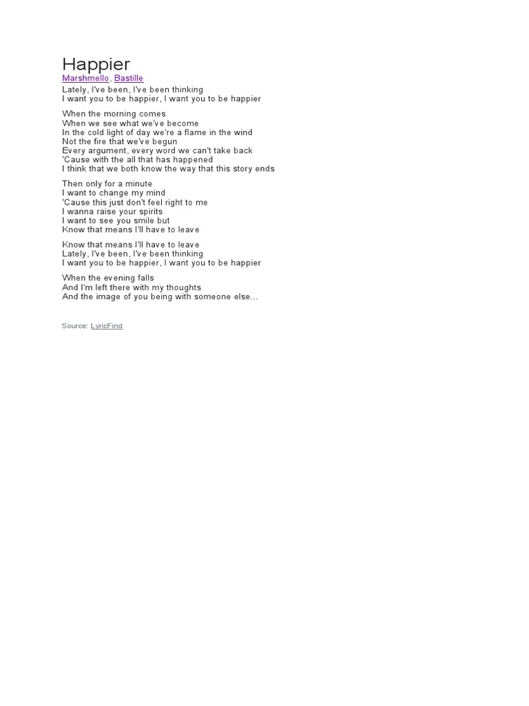 Happier Lyrics | PDF