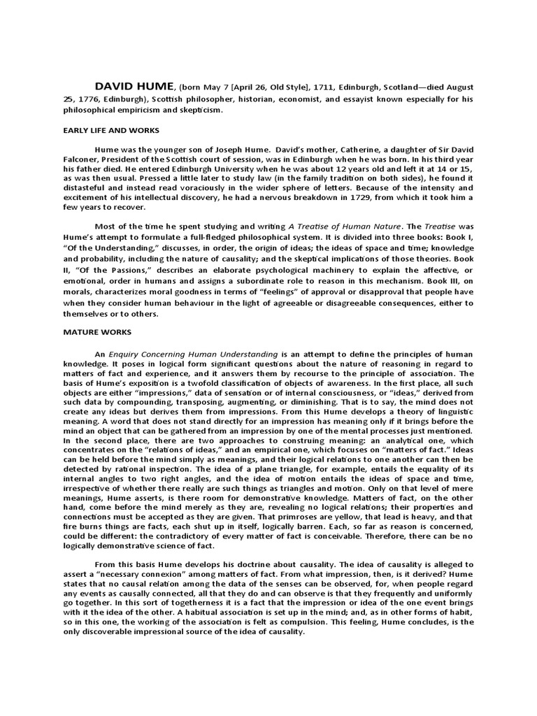 David Hume - Life and Works | PDF | David Hume | Idea