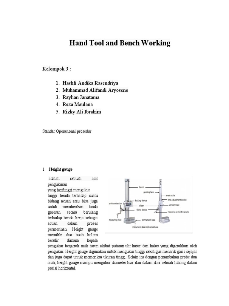SOP 3 Alat Ukur Bench Work | PDF