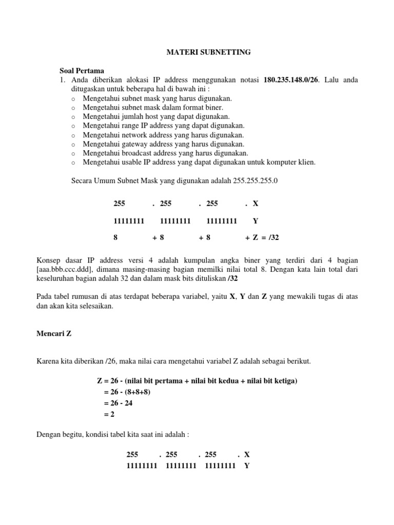Materi Subnetting PDF | PDF