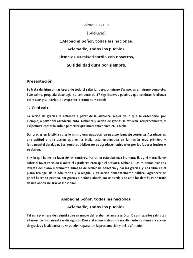 Salmo 117 116 Notas Pdf Salmos Tetragrammaton
