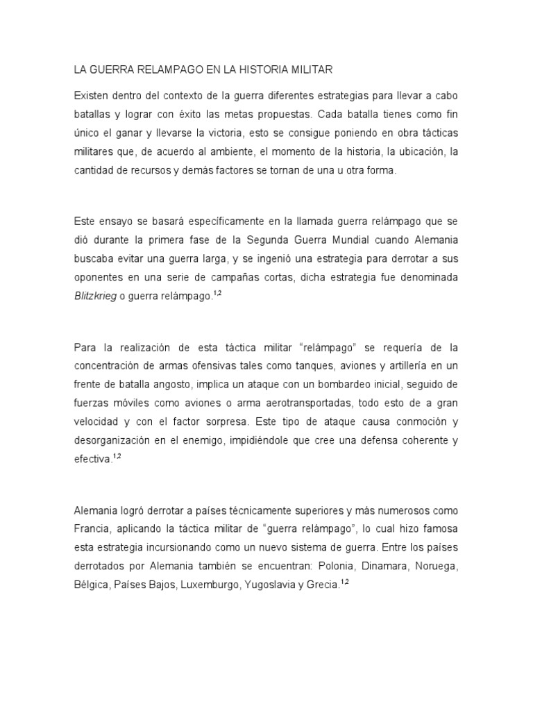 La Guerra Relampago en La Historia Militar | PDF | Guerra relámpago ...