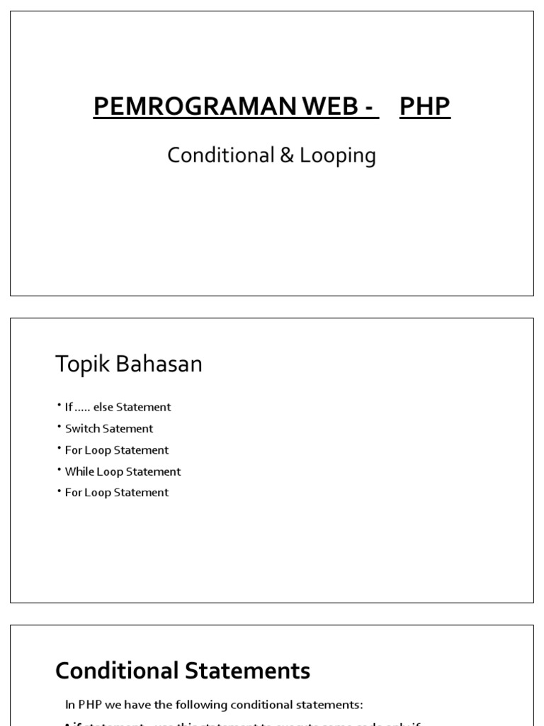 PHP & MySQL - Conditional - Looping | PDF | Control Flow | Array Data Structure