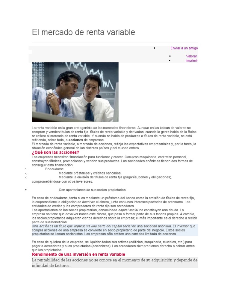 Introducción al Mercado de Renta Variable | PDF | Compartir (Finanzas ...
