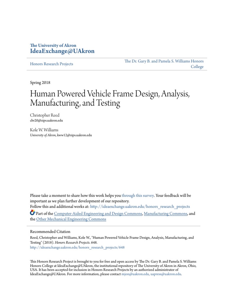 Human Powered Vehicle Frame Design Analysis Manufacturing and PDF | PDF ...