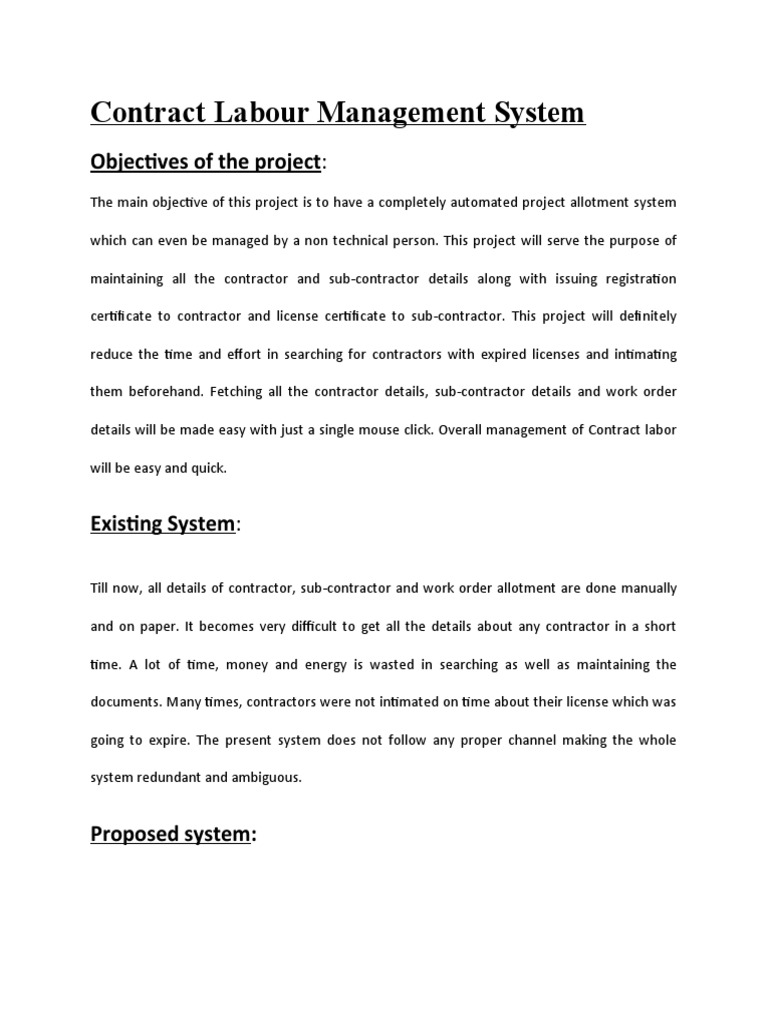 Contract Labour Management System | PDF | Digital Technology | Computing