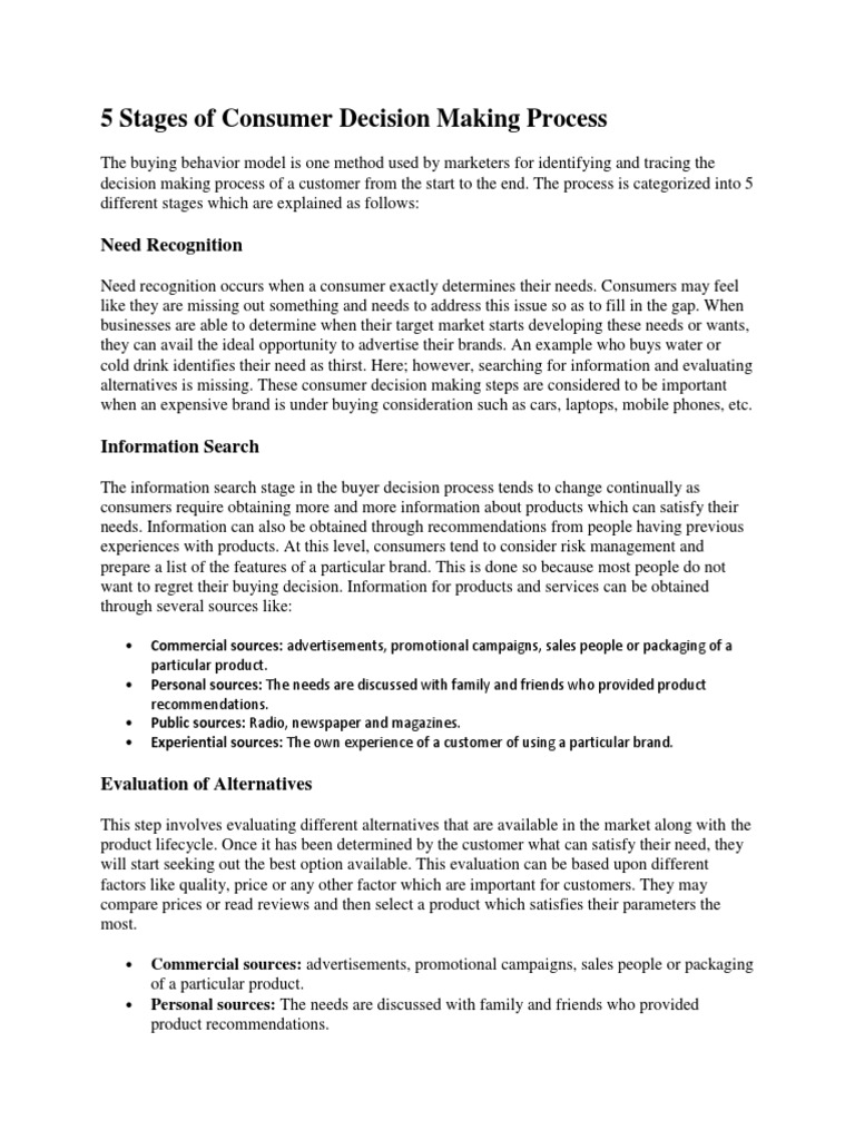 5 Stages of Consumer Decision Making Process - Newpdf | PDF | Consumer ...